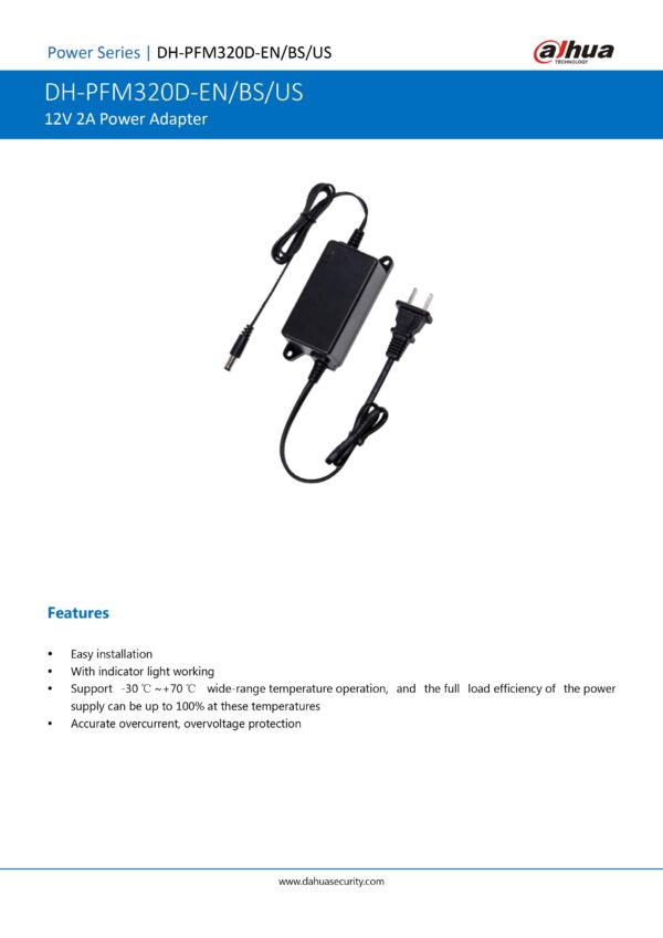 DAHUA PFM320D-BS 12V DC Desktop Switching Power Adaptor - Security ...