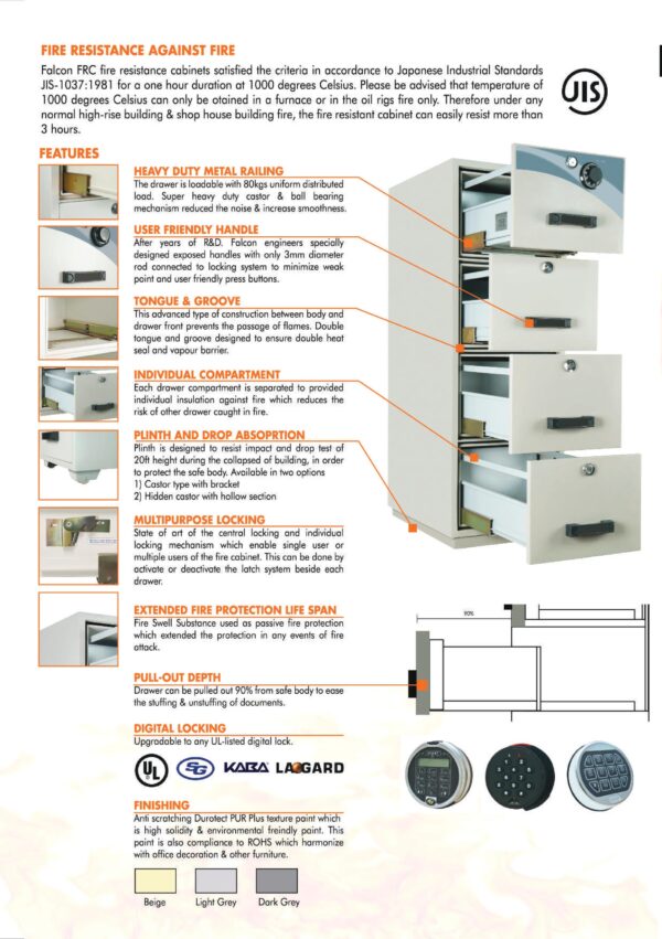 Falcon FRC2 Fire Resistant Cabinet 2 [Individual] - Security System Asia