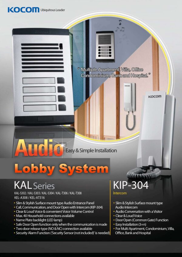 KOCOM DP-KIP-304 Sub-Unit Intercom - Security System Asia
