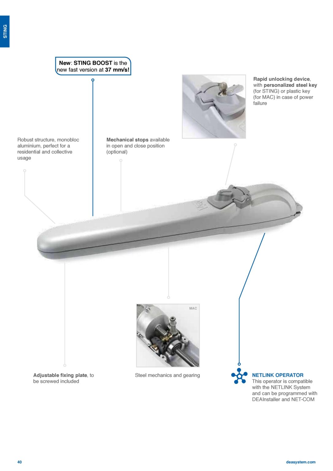 DEA Sting Swing/Folding Autogate Arm Motor Set - Security System Asia