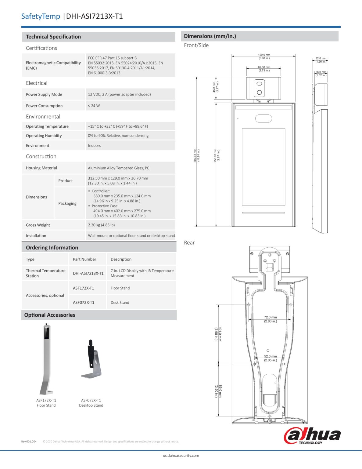 Dahua Face Recognition Access Control Terminal With Fever Screening And Mask Detection Security