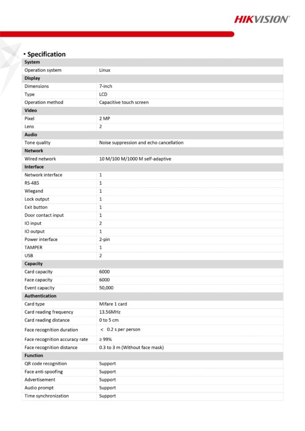 HIKVISION DS-K1T671M Pro Face Access Terminal - Security System Asia